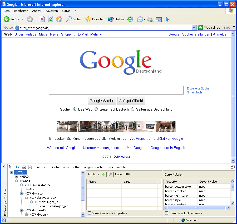 Firebug für den IE6 (IE Developer Toolbar) – DevOps Blog noll.nrw